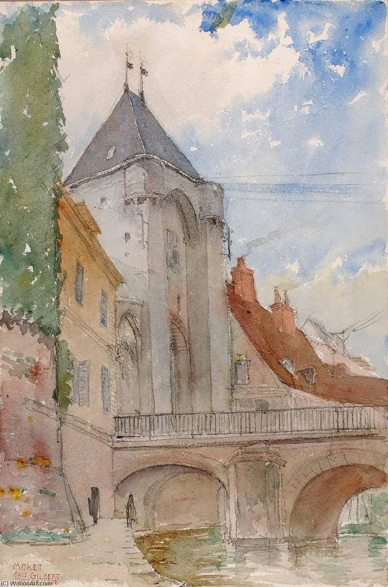Paintings Reproductions Bridge at Moret, France, 1928 by Cass Gilbert ...