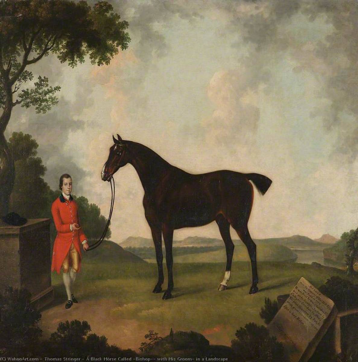 Obter Gravura De Qualidade De Museu Um cavalo negro chamado `Bishop`, com seu noivo, em uma ...