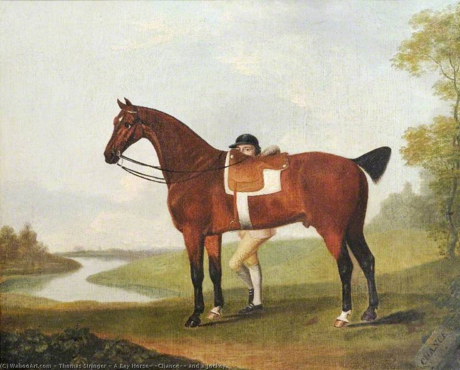畫複製 A Bay Mali, “Chance` and a Jockey 通过 Thomas Stringer (1722-1790 ...