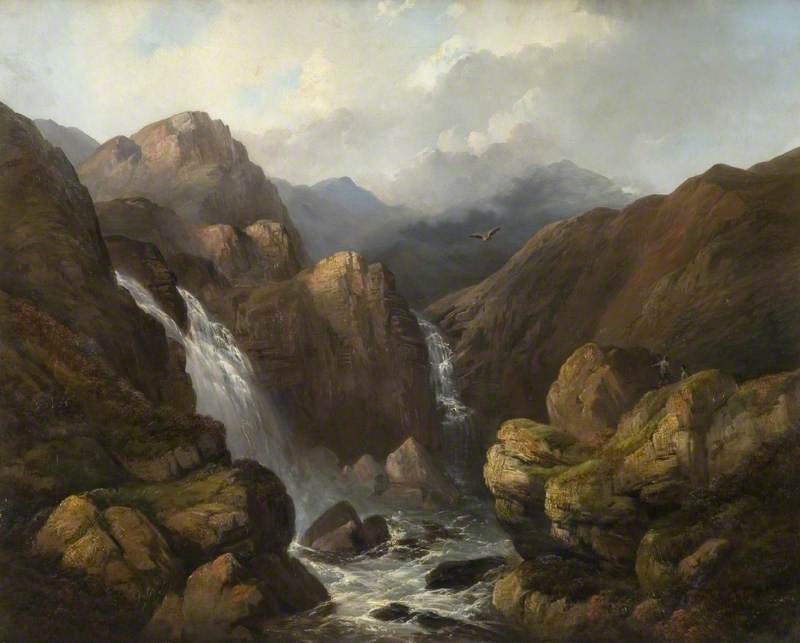 Art Reproductions A Scottish Waterfall, 1854 by Edward Train (1801-1866 ...