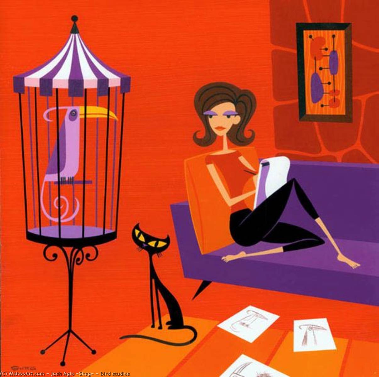 Estudios de aves de Josh Agle (Shag) Josh Agle (Shag) | WahooArt.com