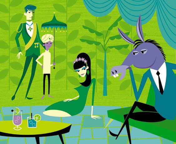 No fundo por Josh Agle (Shag) Josh Agle (Shag) | WahooArt.com