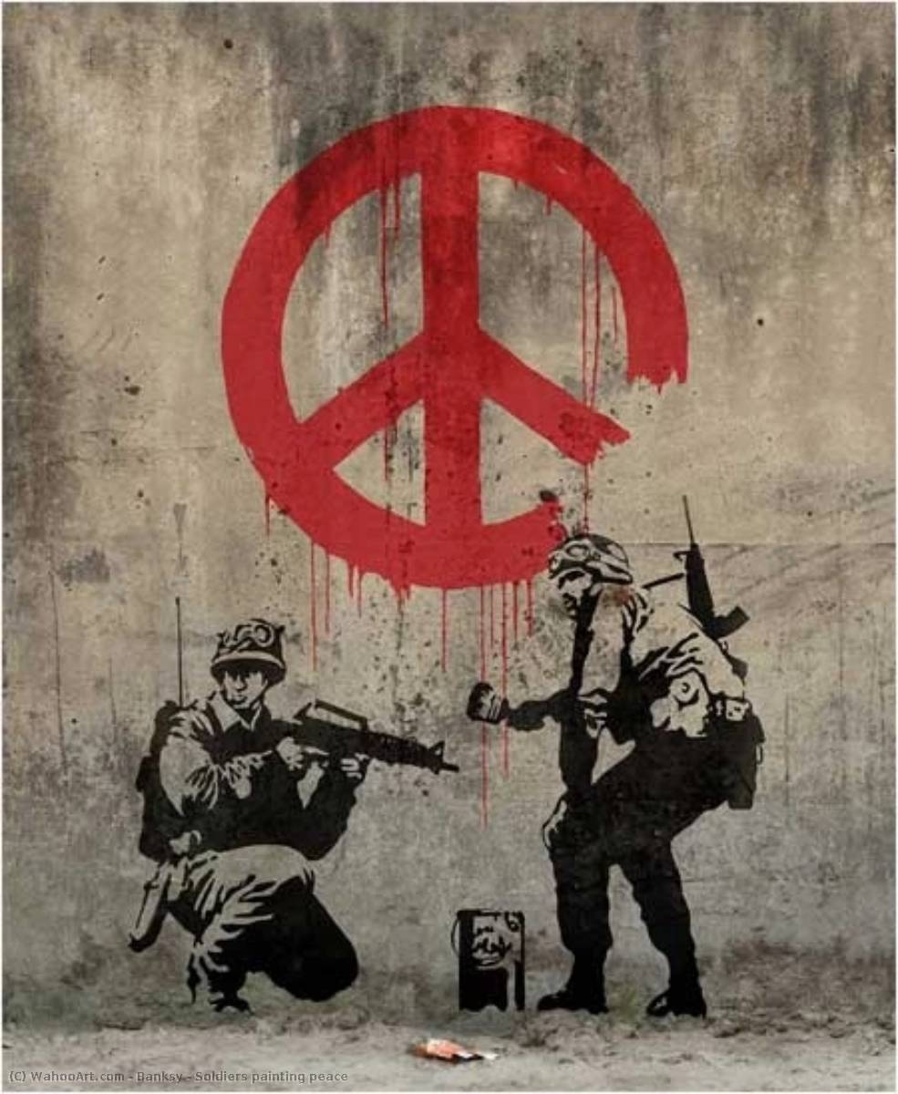 Soldados pintando paz de Banksy Banksy | WahooArt.com