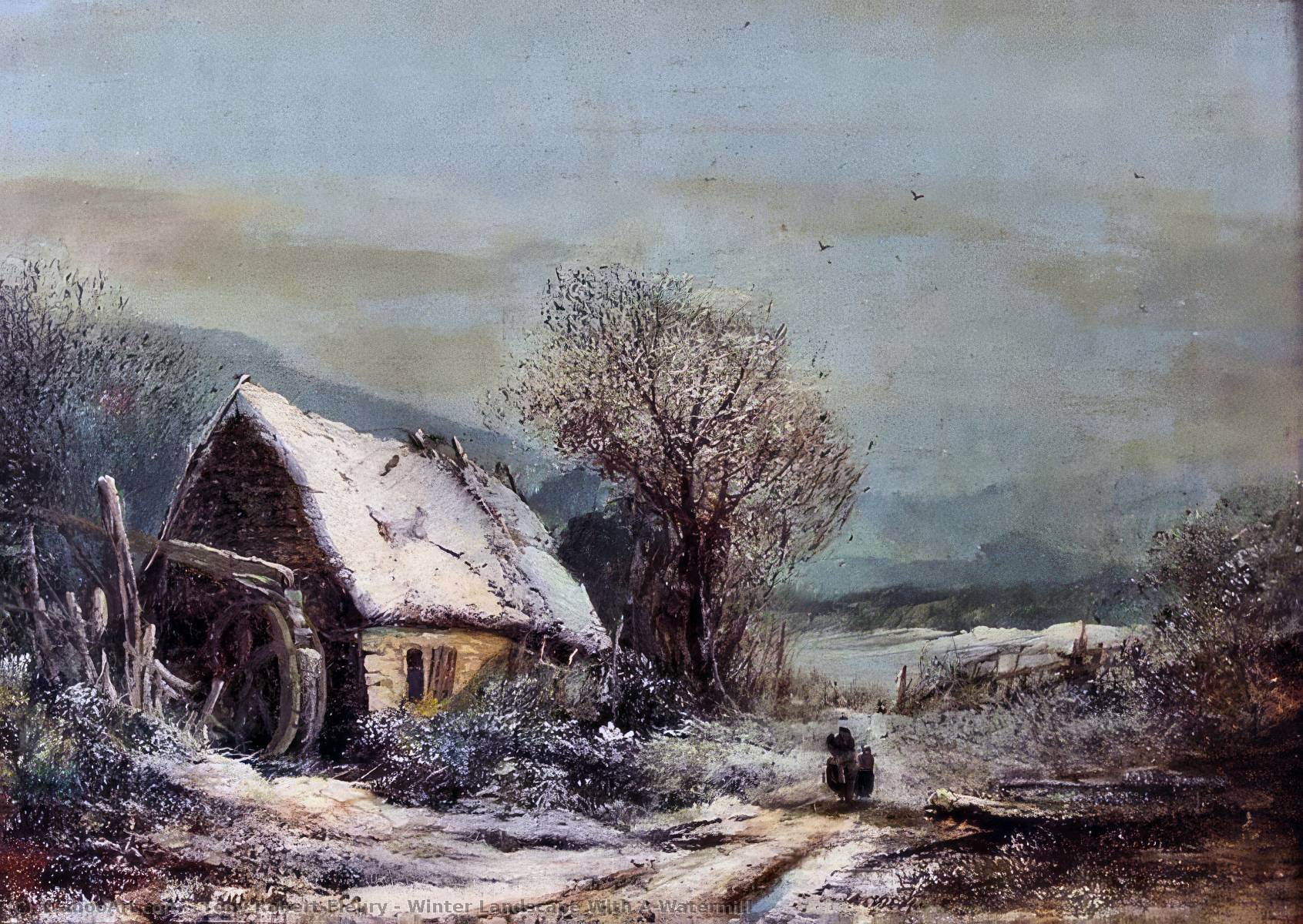 Art Reproductions Winter Landscape With A Watermill by Tony Robert ...