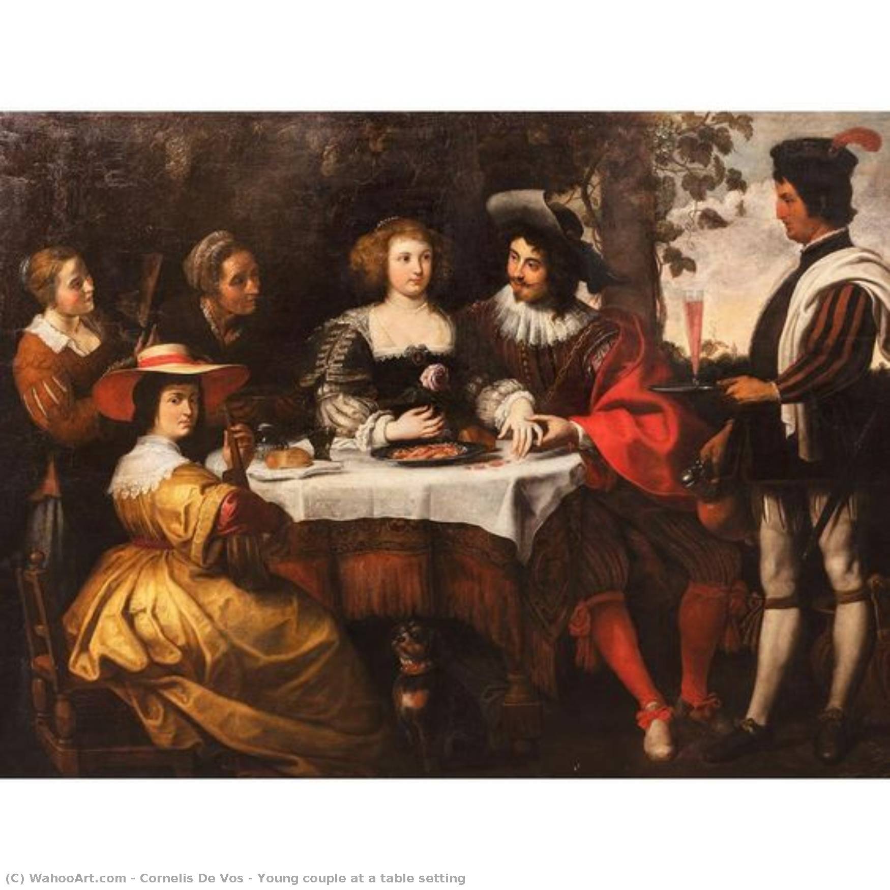 Reproduções De Pinturas Casal jovem em uma configuração de mesa por ...