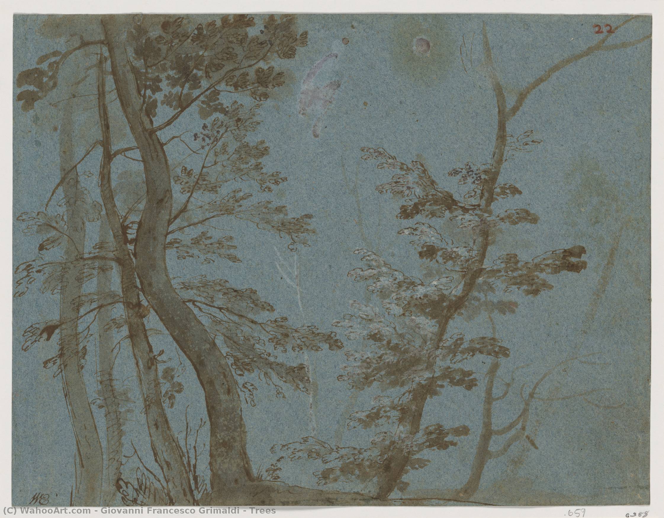 Oil Painting Replica Trees, 1650 by Giovanni Francesco Grimaldi (1606-1680, Italy) | WahooArt.com