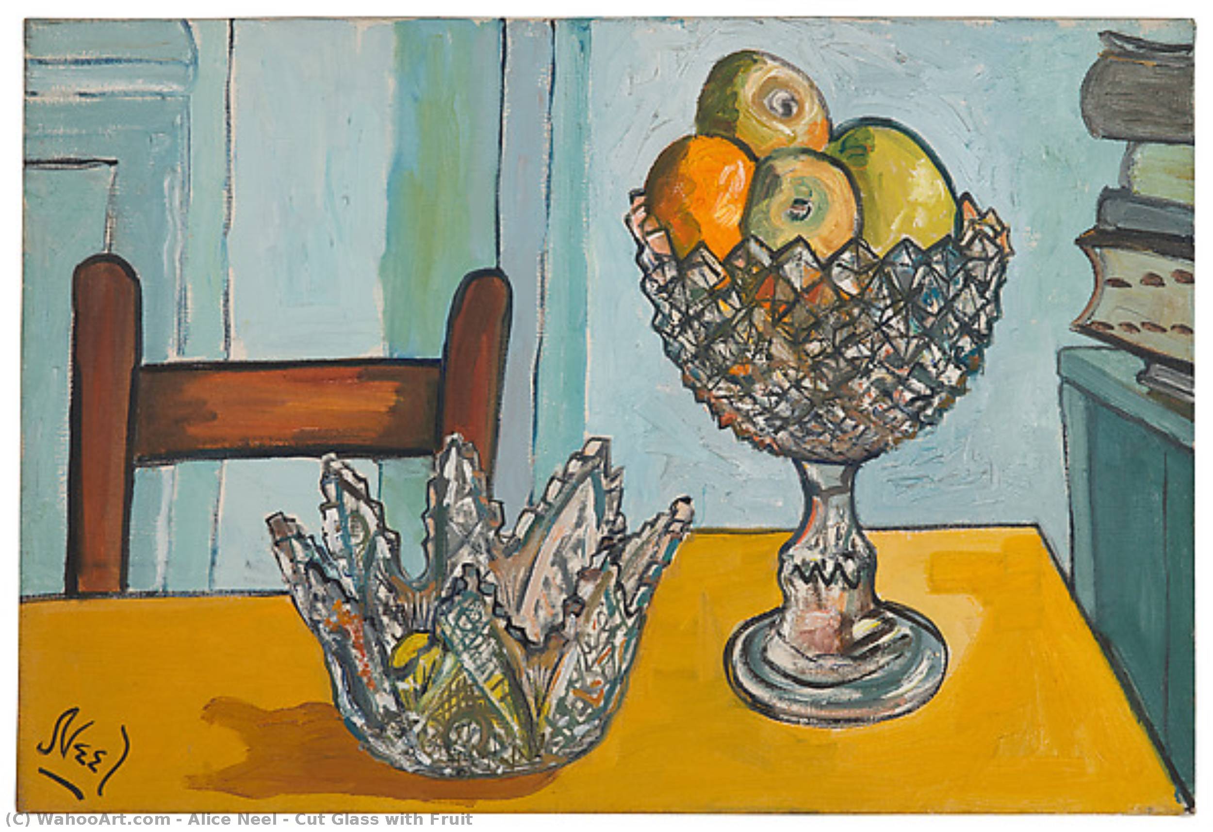 Oil Painting Replica Cut Glass with Fruit, 1952 by Alice Neel (Inspired ...