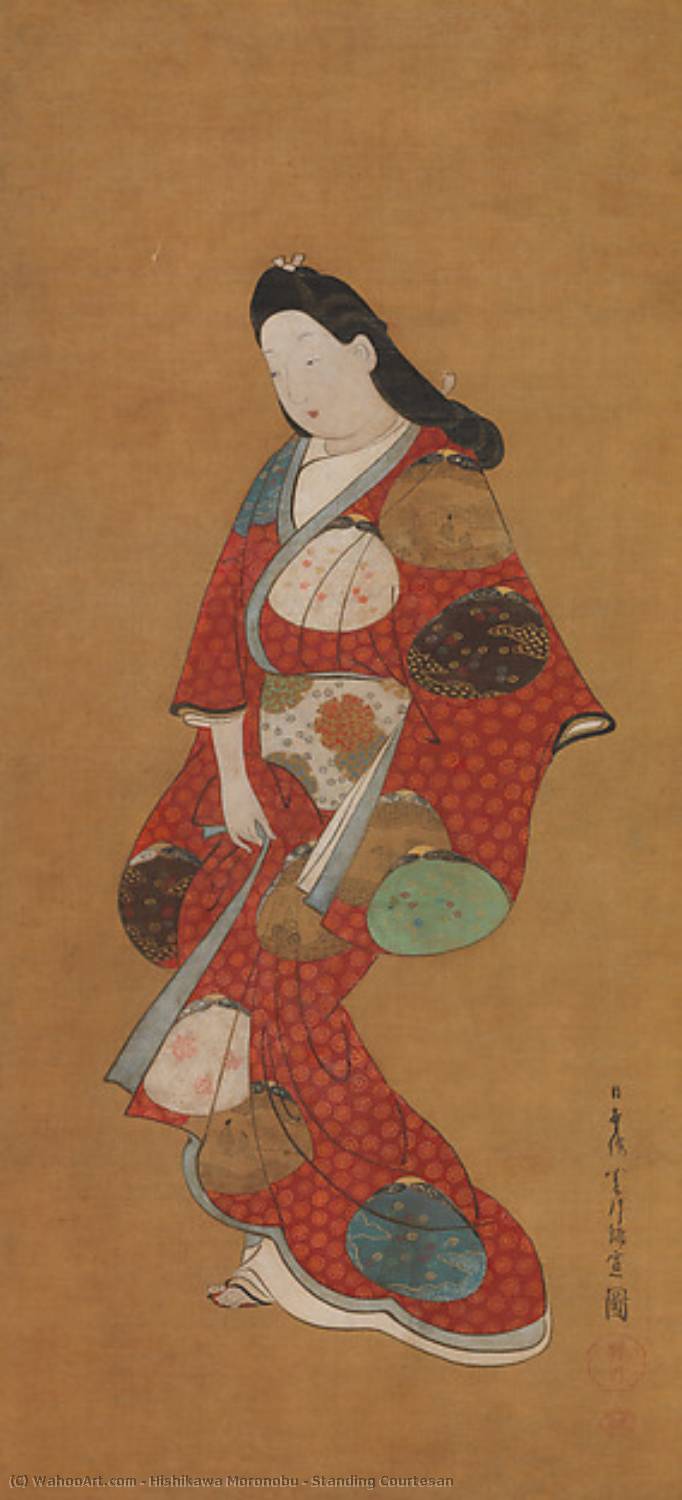 Buy Museum Art Reproductions Standing Courtesan, 1690 by Hishikawa ...