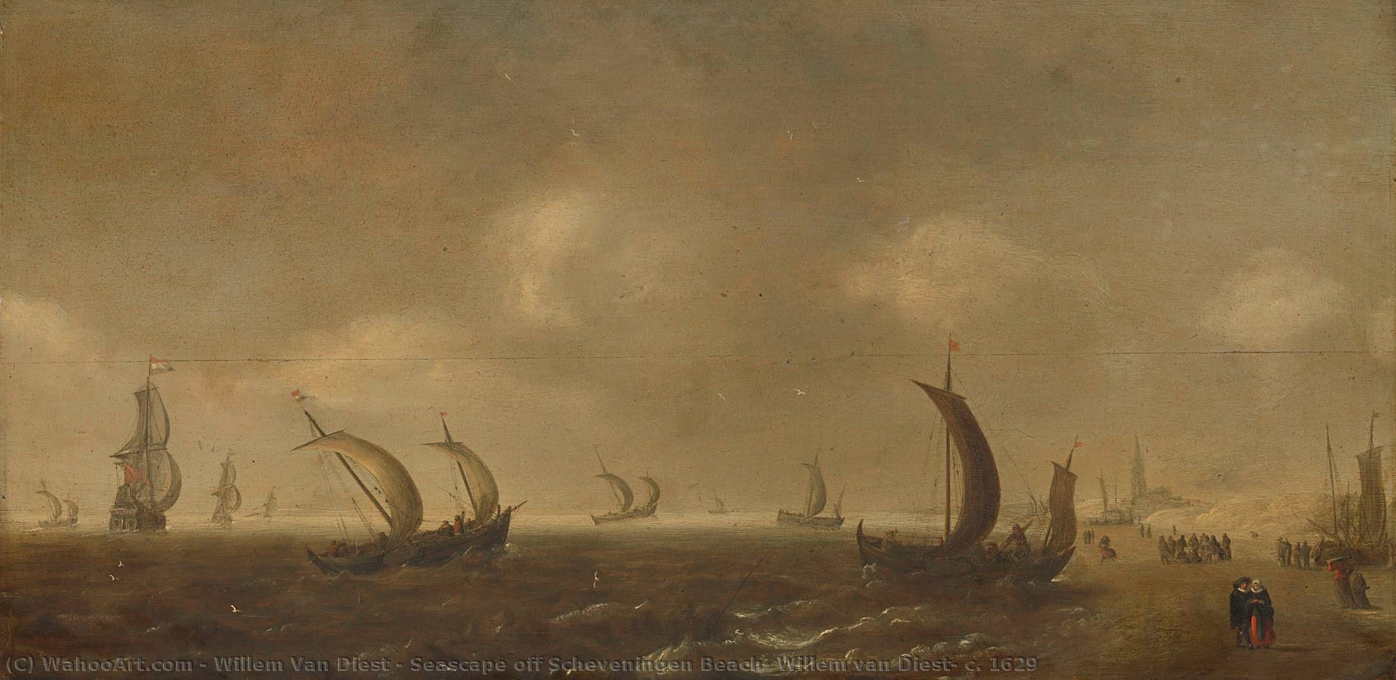 Seascape off Scheveningen Beach, Willem van Diest, c. 1629, 1629 by ...