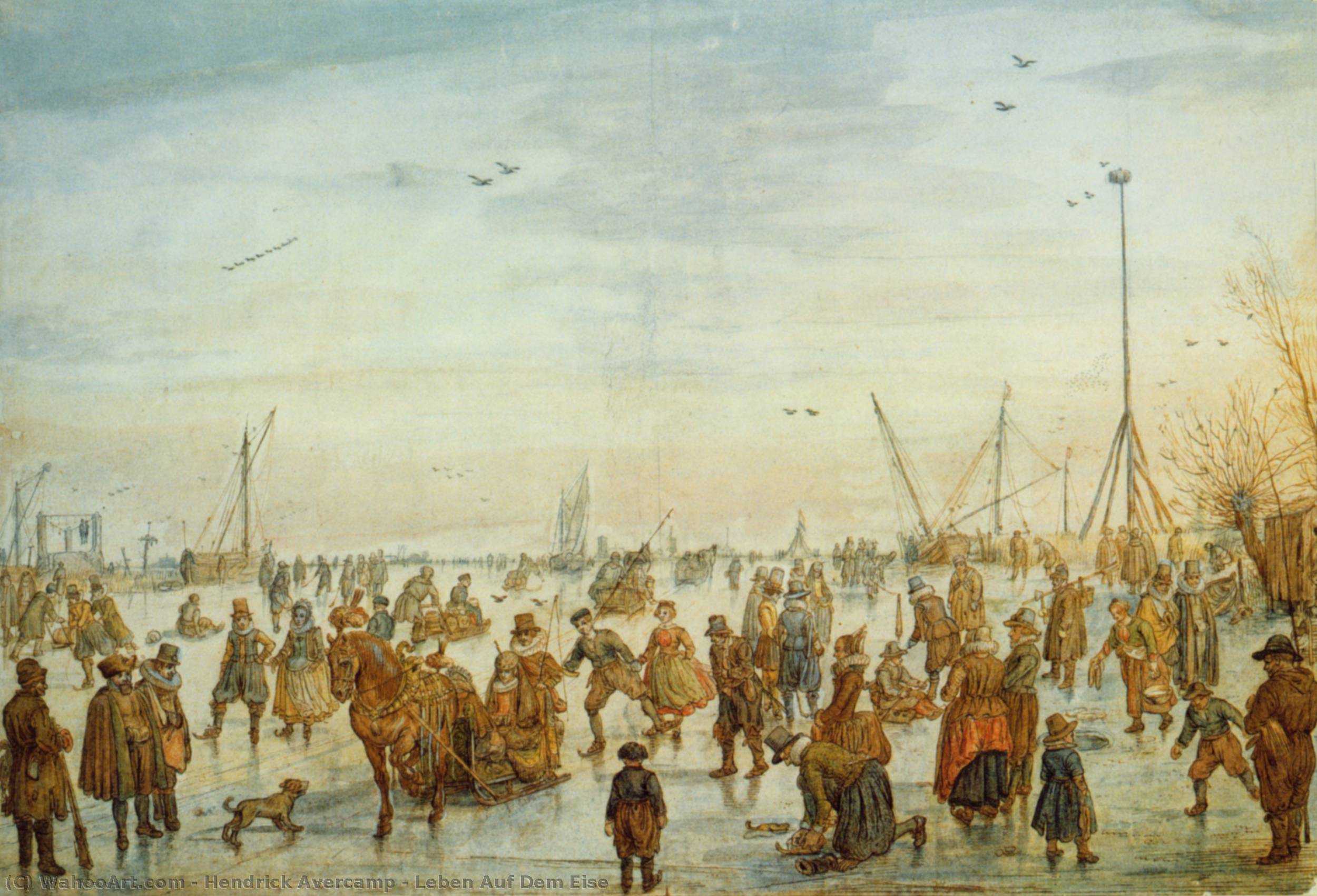 Paintings Reproductions Leben Auf Dem Eise by Hendrick Avercamp (1585-1634, Netherlands ...