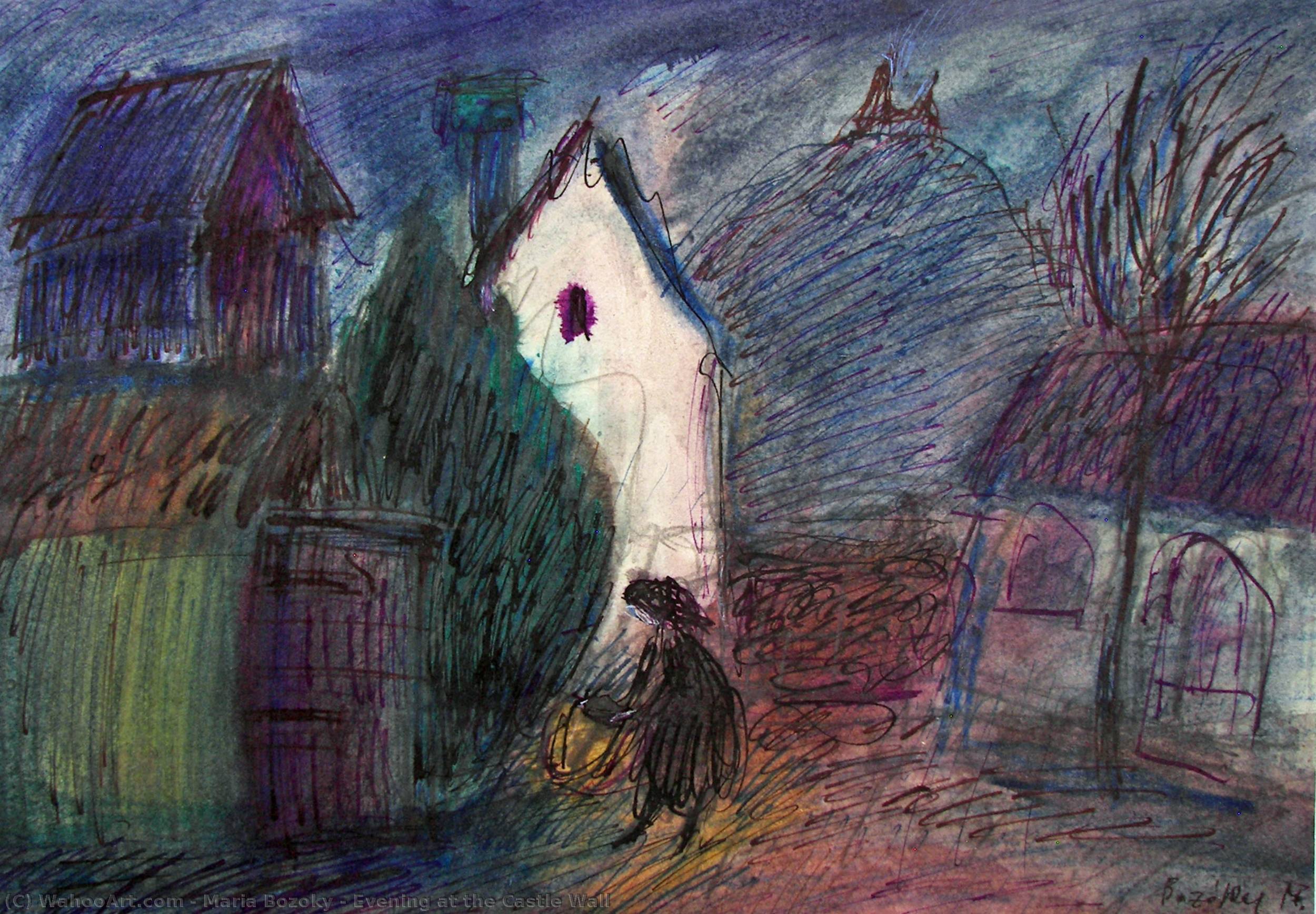 Order Artwork Replica Evening at the Castle Wall, 1980 by Mária Bozóky (Inspired By) (1917-1996 ...