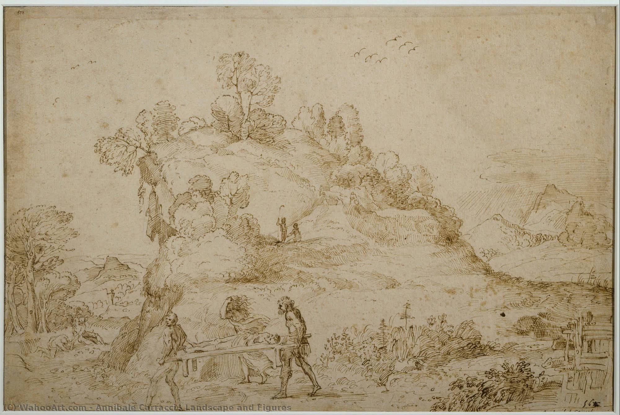 Buy Museum Art Reproductions Landscape and Figures by Annibale Carracci ...