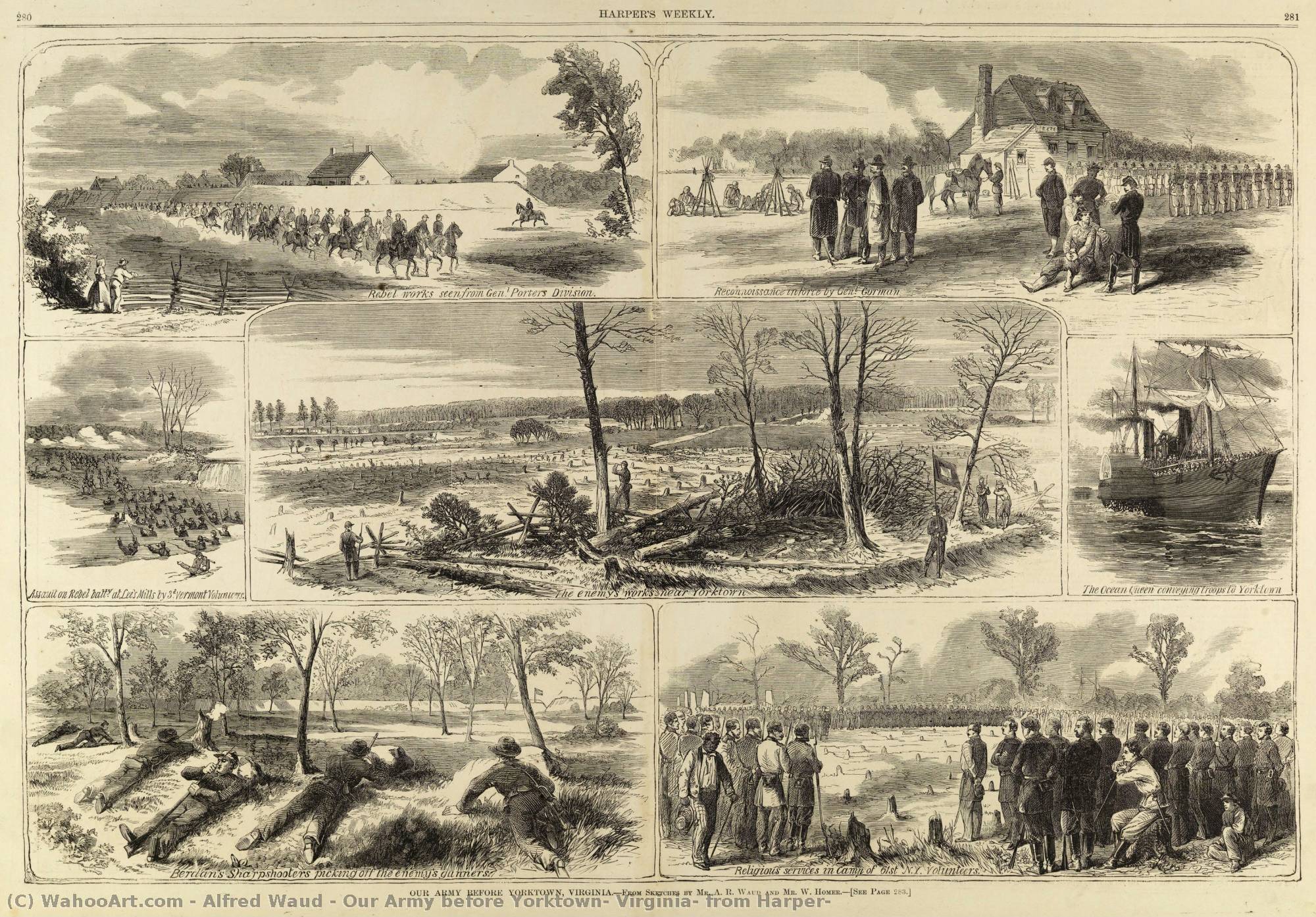 Nuestro ejército antes de Yorktown, Virginia, de Harper, 1862 de Alfred ...