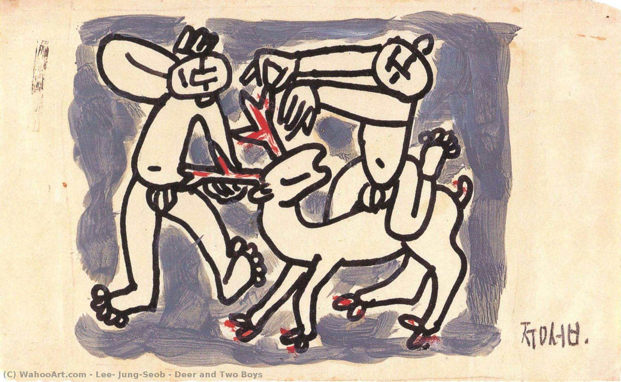 Obtener Grabados De Calidad Del Museo ciervos y dos chicos de Lee, Jung ...