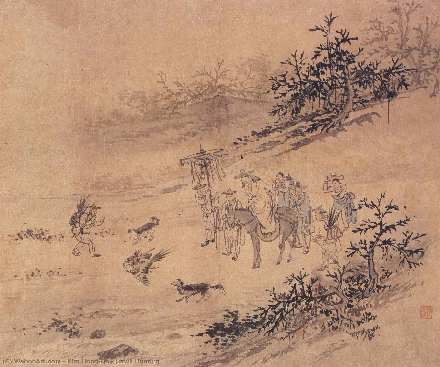 Pedir Reproducciones De Arte Hawk Hunting de Kim Hong-Do (1745-1806 ...