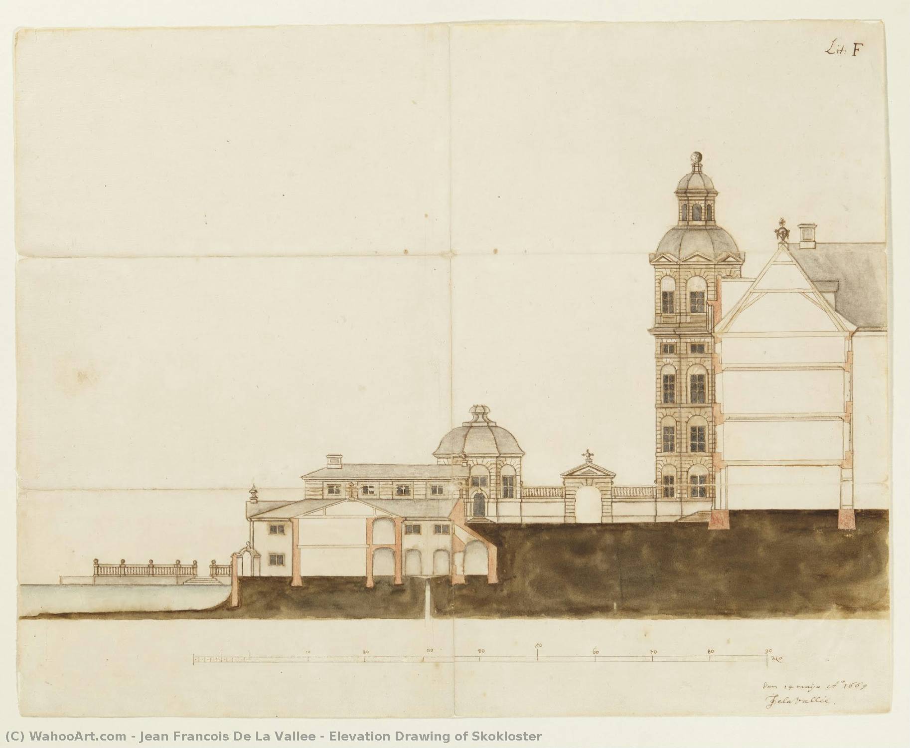 Obtener Grabados De Calidad Del Museo Elevation Drawing of Skokloster, 1669 de Jean Francois De ...