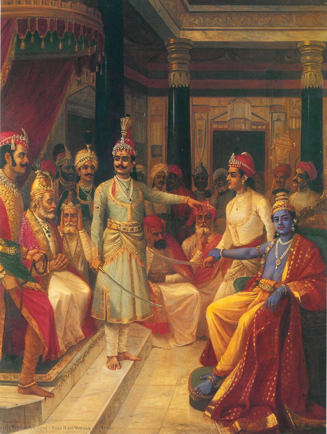 Get Art Reproductions Krishna\, 1905 by Raja Ravi Varma (1848-1906, India) | WahooArt.com