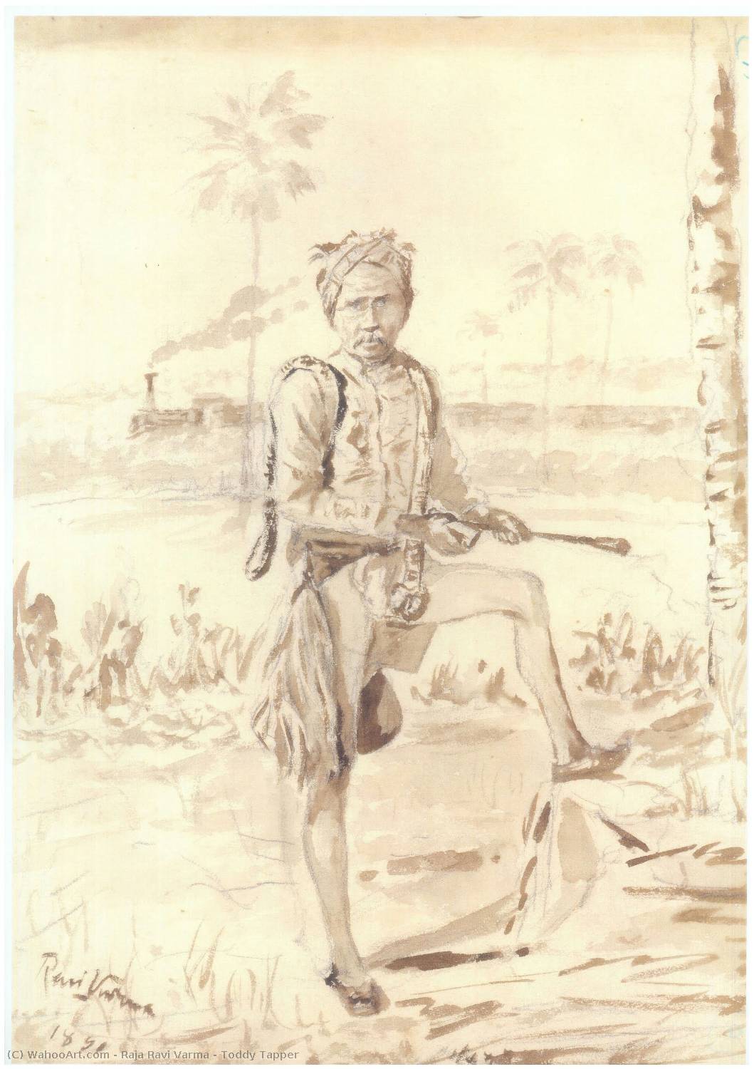 Buy Museum Art Reproductions Toddy Tapper, 1895 by Raja Ravi Varma ...