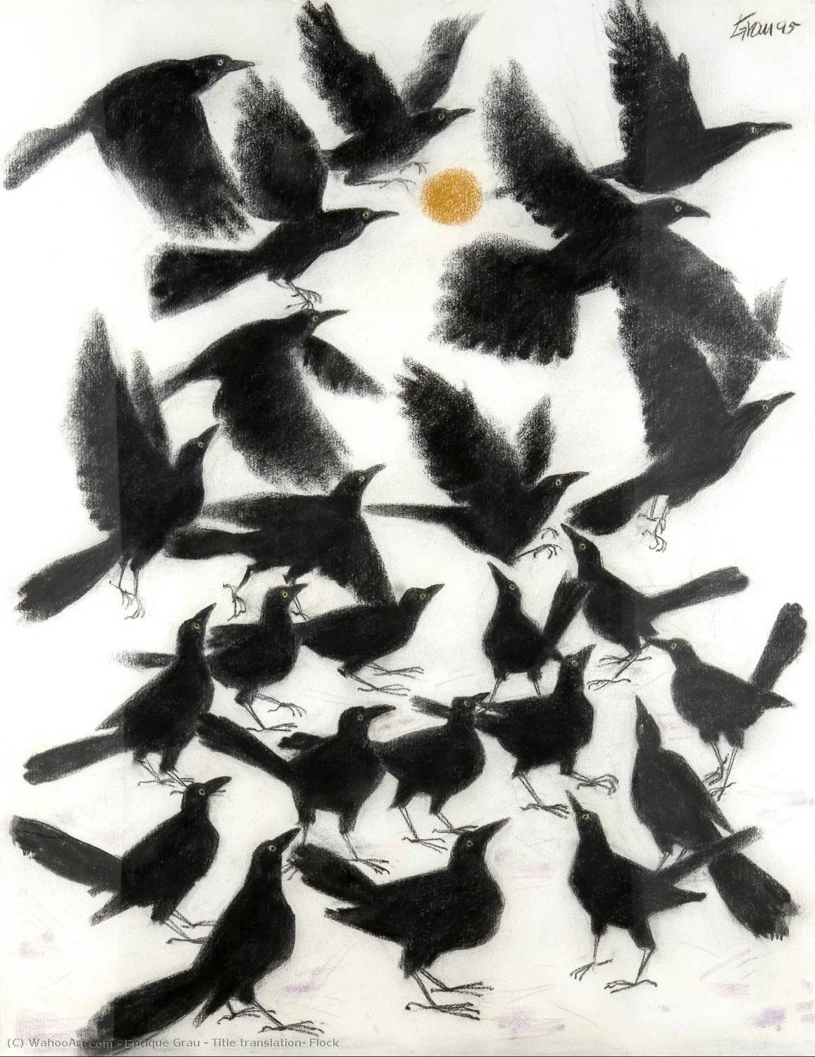 Tradução do título: Flock, 1995 por Enrique Grau (1920-2004) Enrique ...