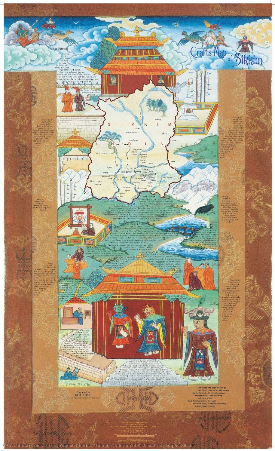Thangka Painting of Sikkim: Craft Map of Sikkim, 2002 by Hissay Ongmu Bhutia Hissay Ongmu Bhutia ...
