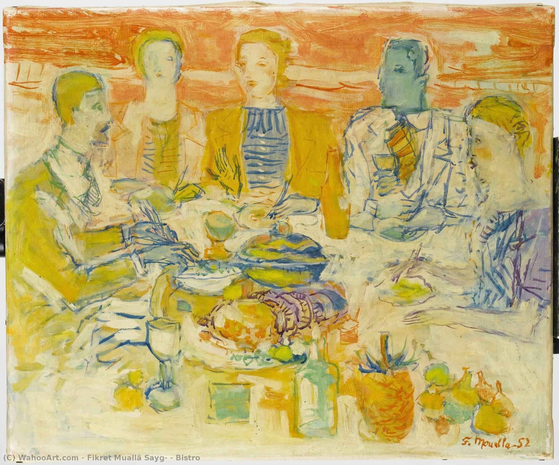 Paintings Reproductions Bistro, 1952 by Fikret Muallâ Saygı (Inspired ...