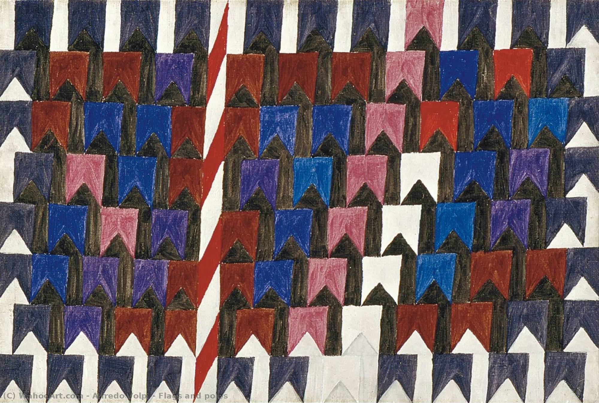 Buy Museum Art Reproductions Flags and poles by Alfredo Volpi (Inspired ...