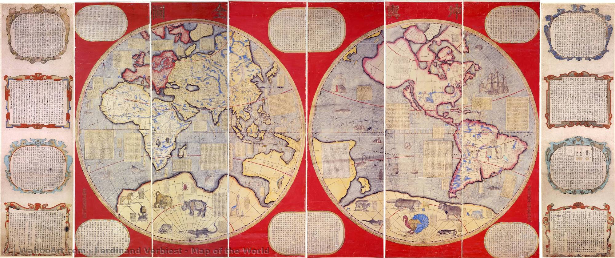 Obter Reproduções De Belas Artes Mapa do Mundo, 1674 por Ferdinand ...
