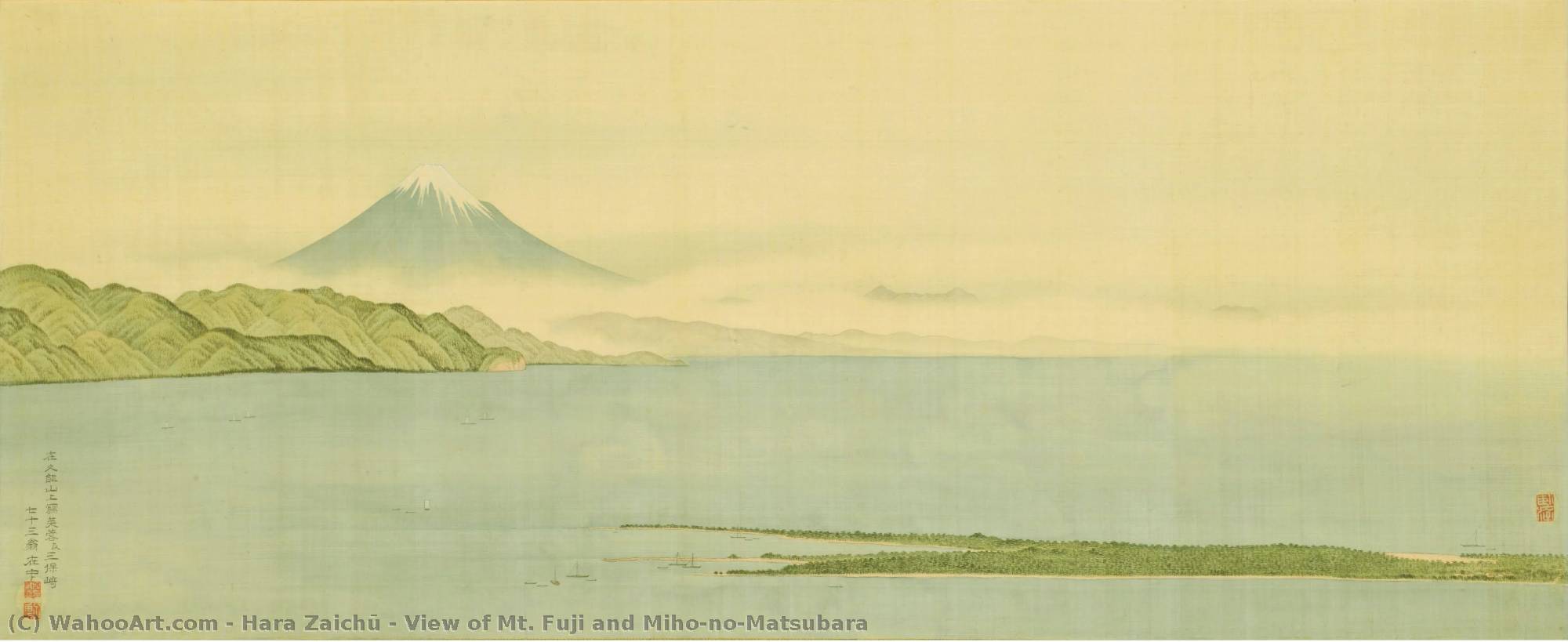 Comprar Reproducciones De Arte Del Museo Vista del monte Fuji y Miho-no-Matsubara de Hara Zaichū ...