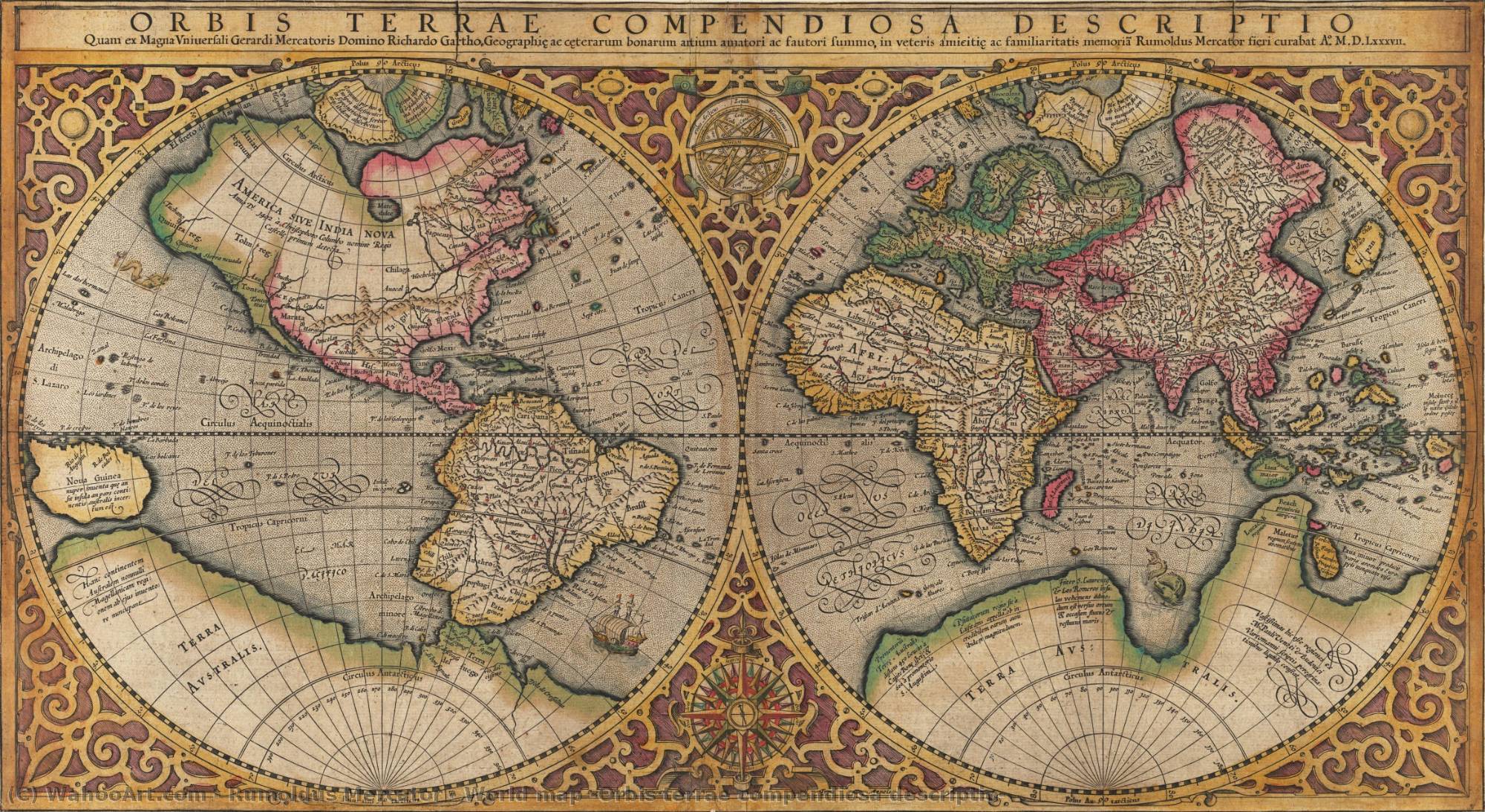 Grabados De Calidad Del Museo Mapa del mundo (Orbis terrae compendiosa ...