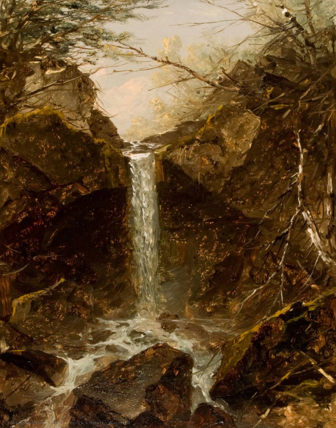 Art Reproductions Waterfall, 1856 by John Frederick Kensett (1816-1872 ...