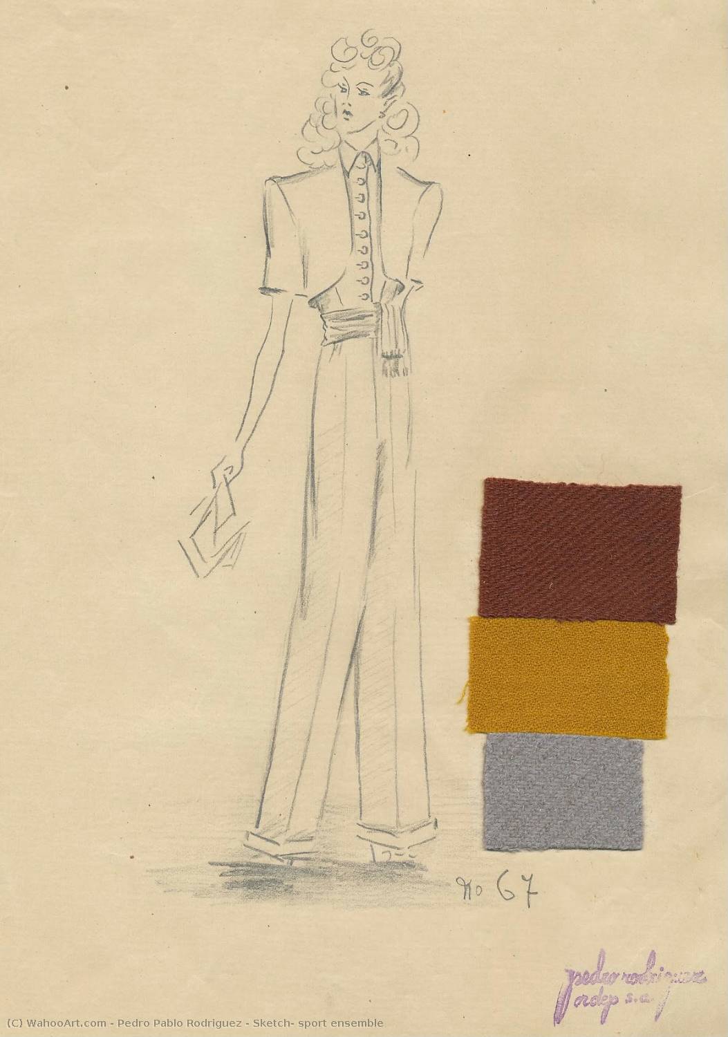 Sketch, conjunto deportivo, 1943 de Pedro Pablo Rodriguez Pedro Pablo ...