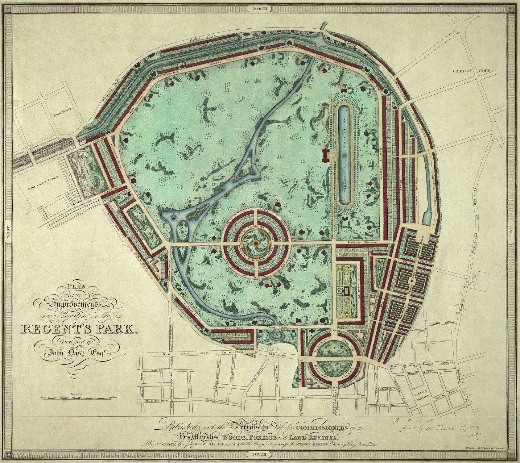 Plan de Regente\, 1813 de John Nash Peake John Nash Peake | WahooArt.com