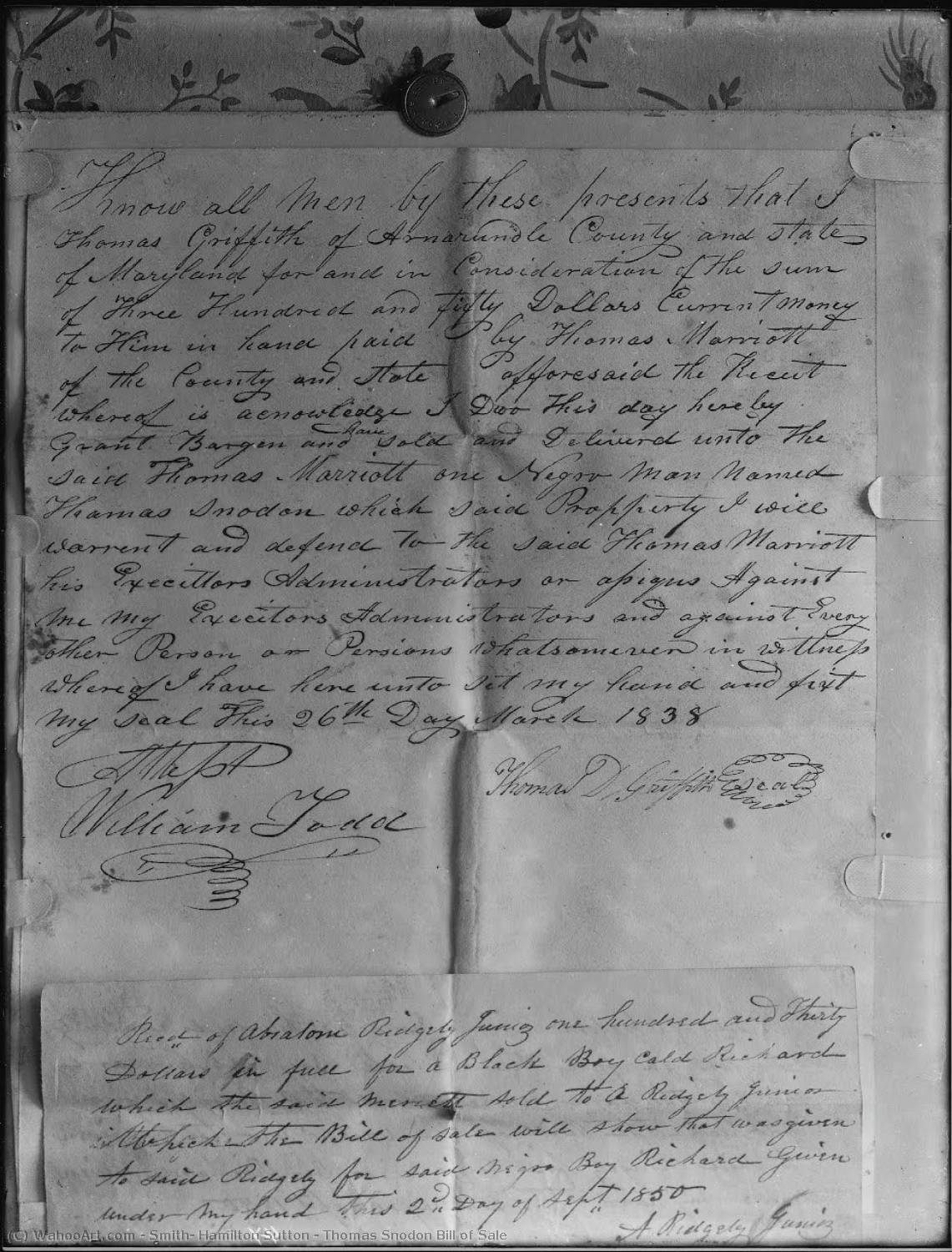 Reproducciones De Arte Del Museo Thomas Snodon Bill of Sale de Smith ...