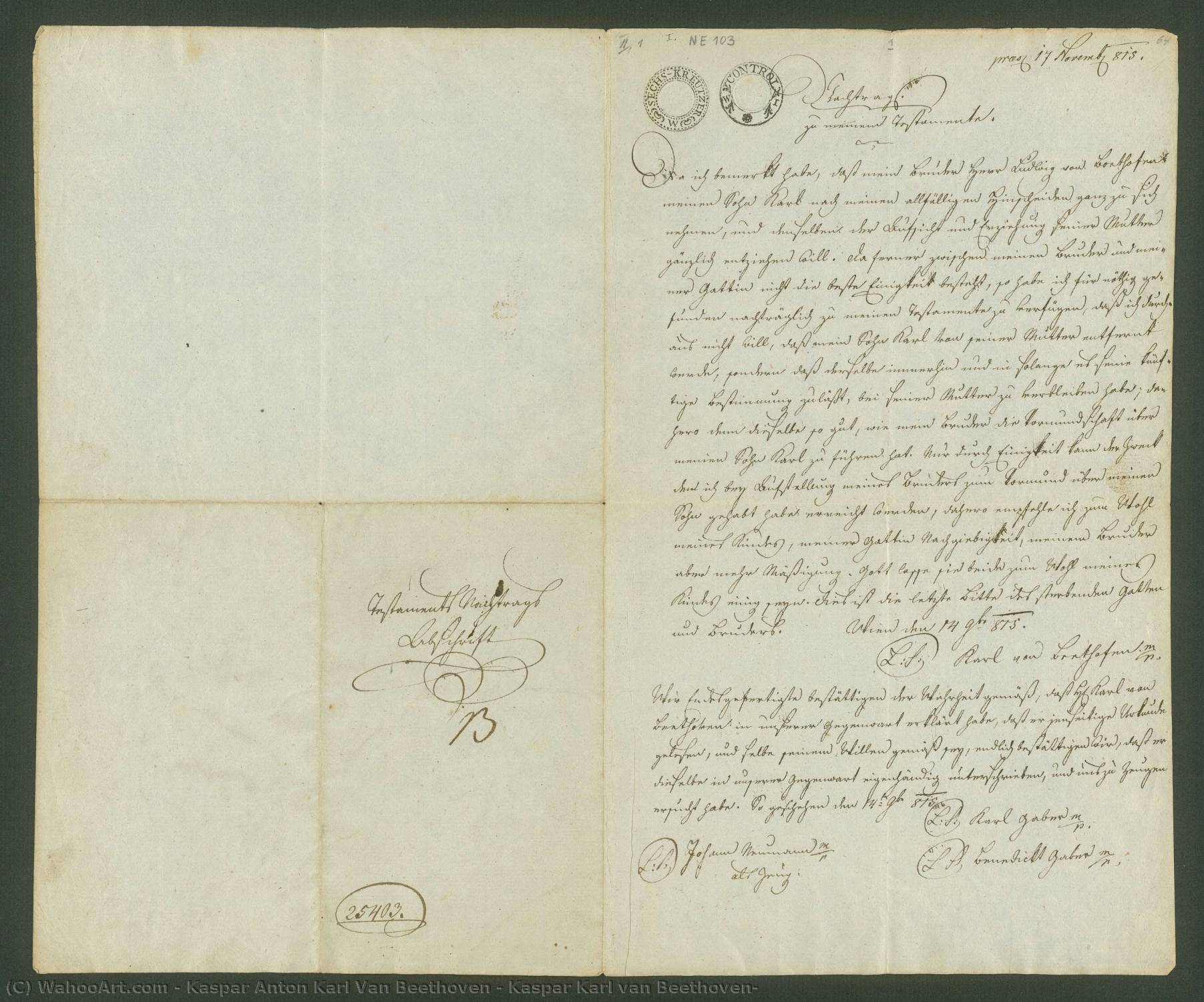 Reproducciones De Arte Kaspar Karl van Beethoven, 1815 de Kaspar Anton ...