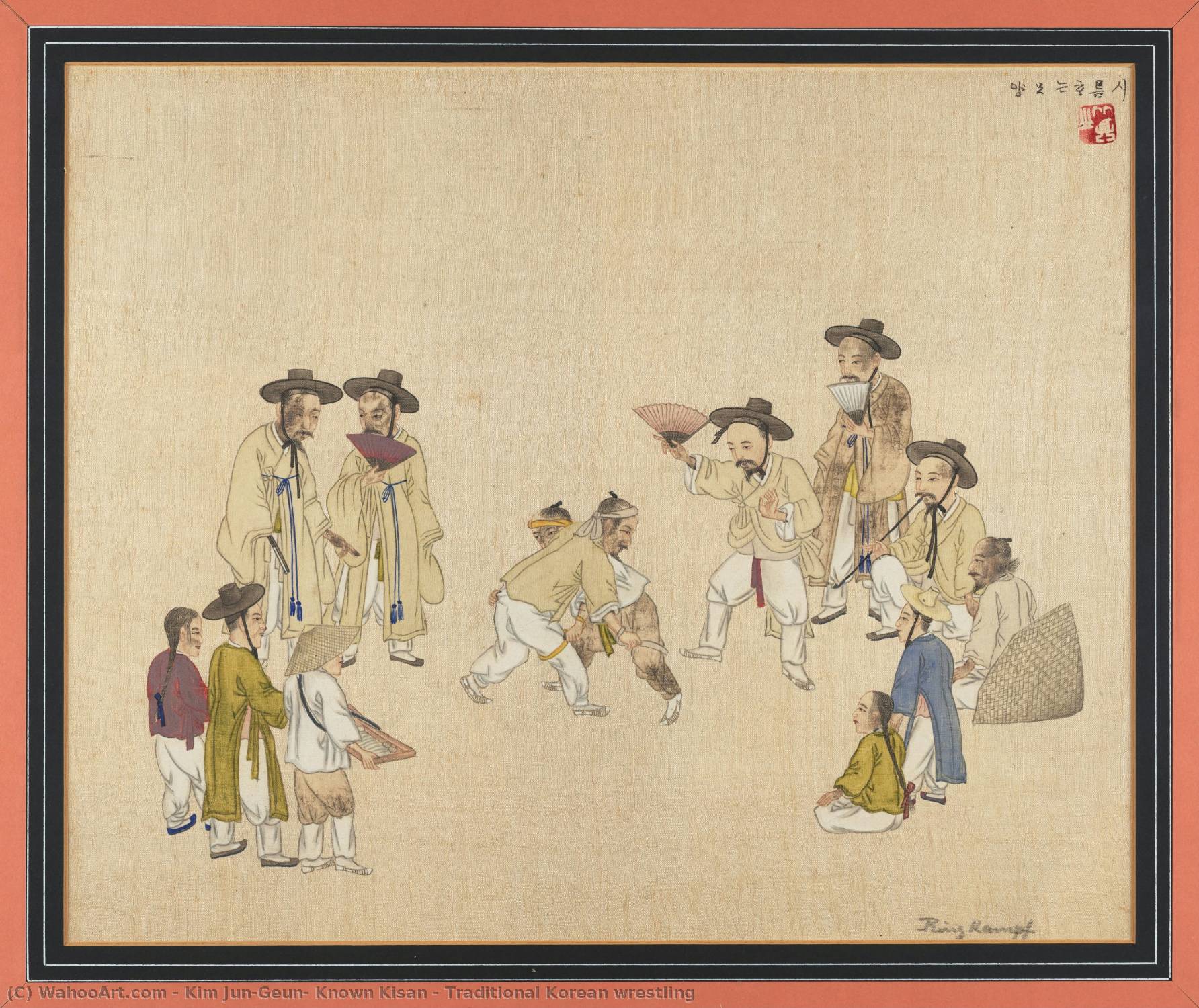 Traditional Korean wrestling, 1800 by Kim Jun-Geun, Known Kisan Kim Jun ...