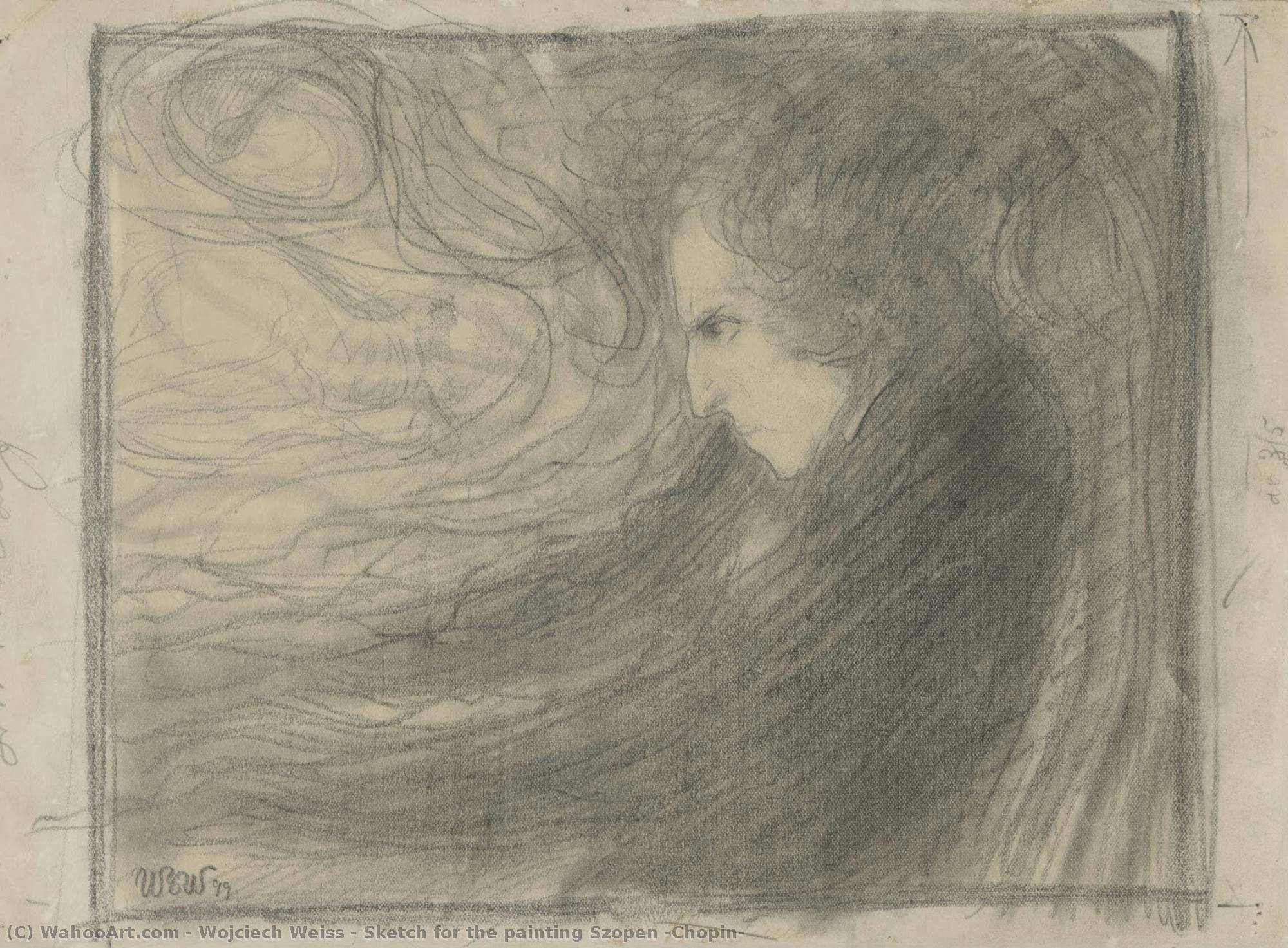 Get Paintings Reproductions Sketch for the painting Szopen [Chopin ...