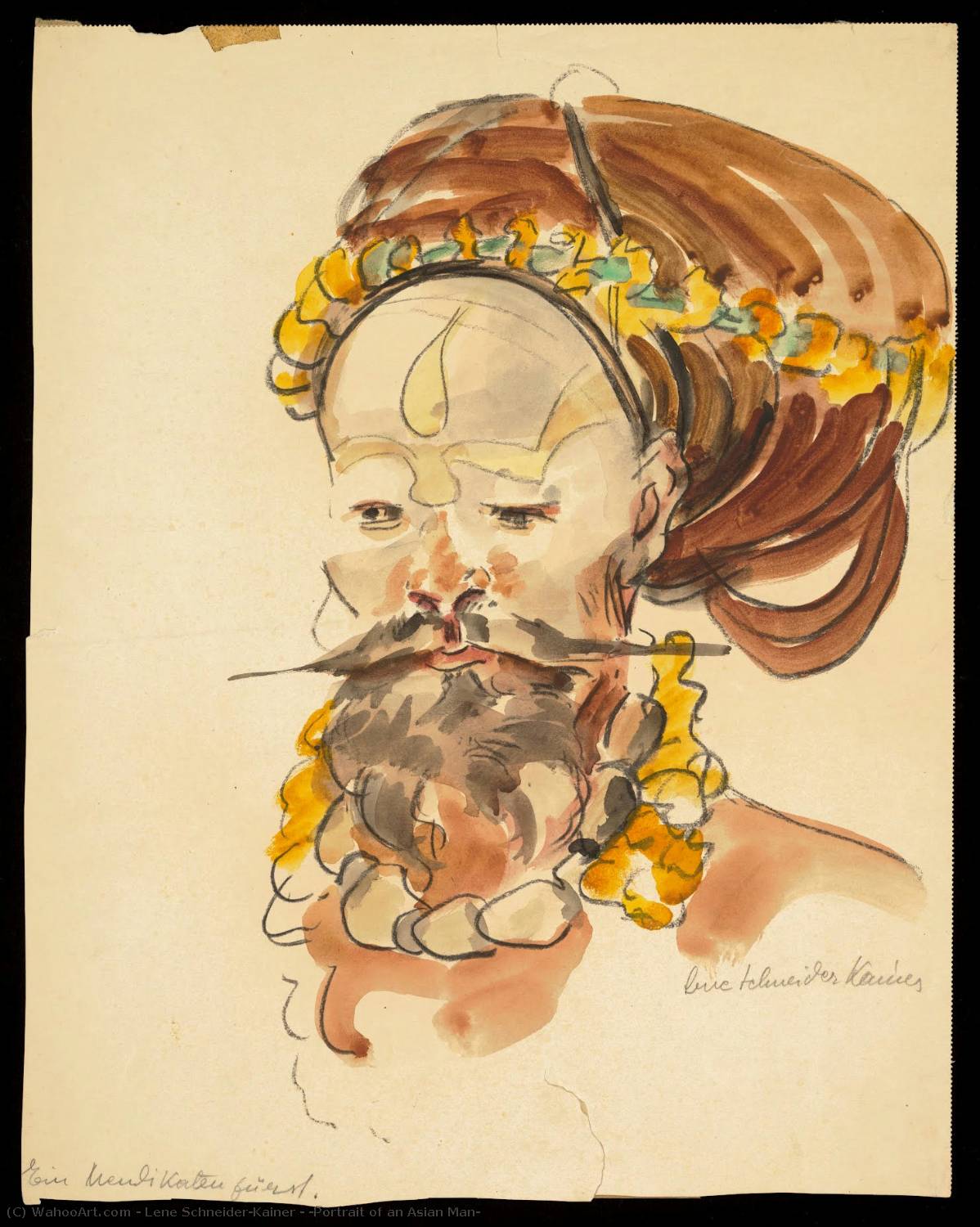 Get Paintings Reproductions [Portrait of an Asian Man], 1971 by Lene ...