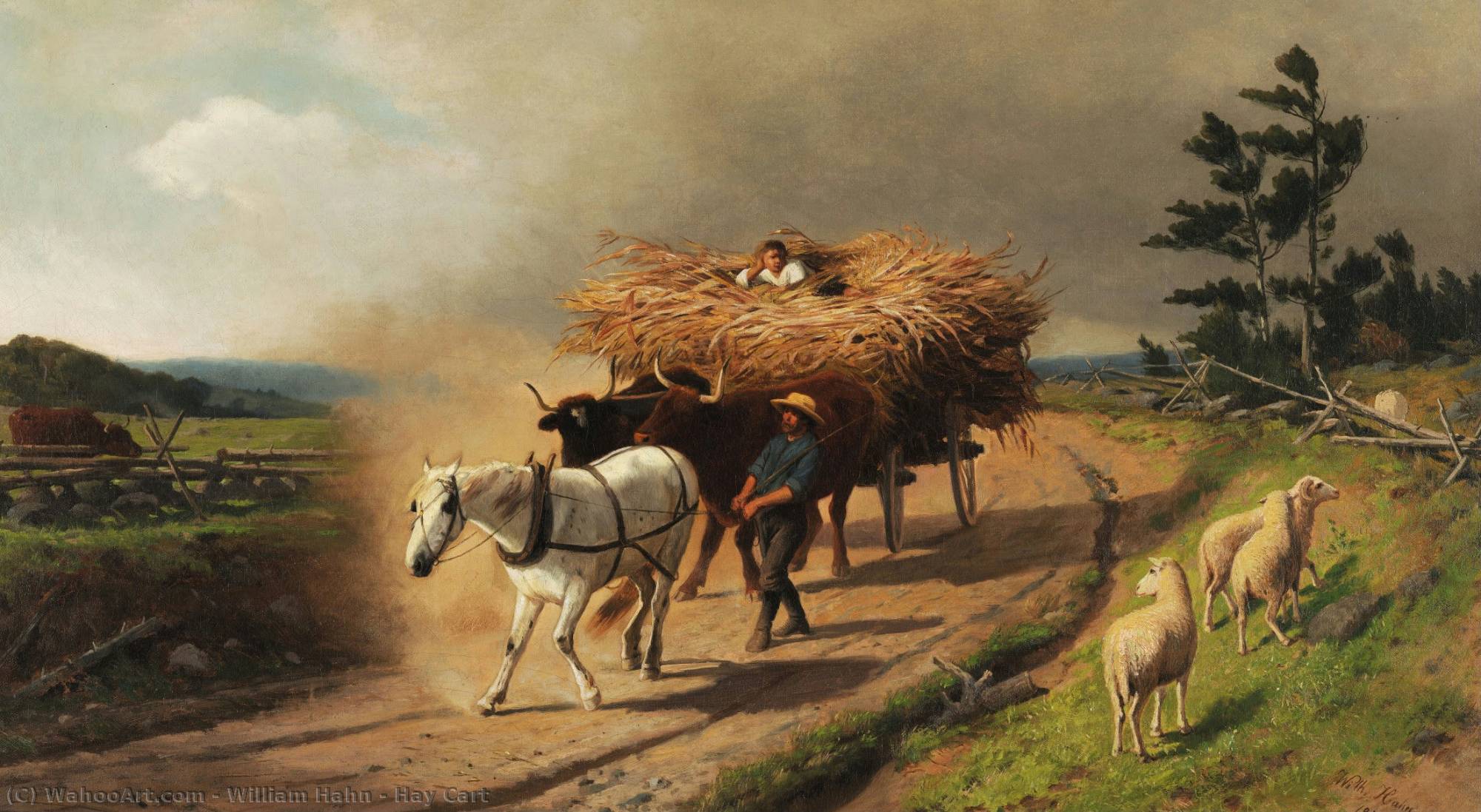 Buy Museum Art Reproductions Hay Cart, 1872 by William Hahn (1829-1887, Germany) | WahooArt.com