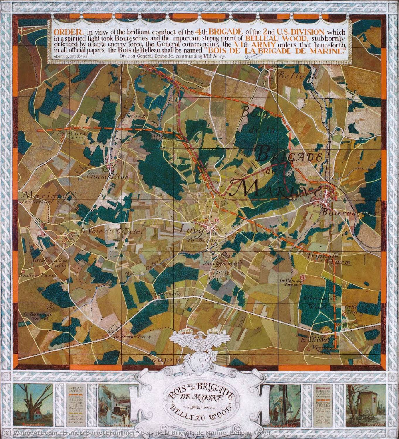 Obter Reproduções De Belas Artes Bois de la Brigade de Marine, Belleau ...