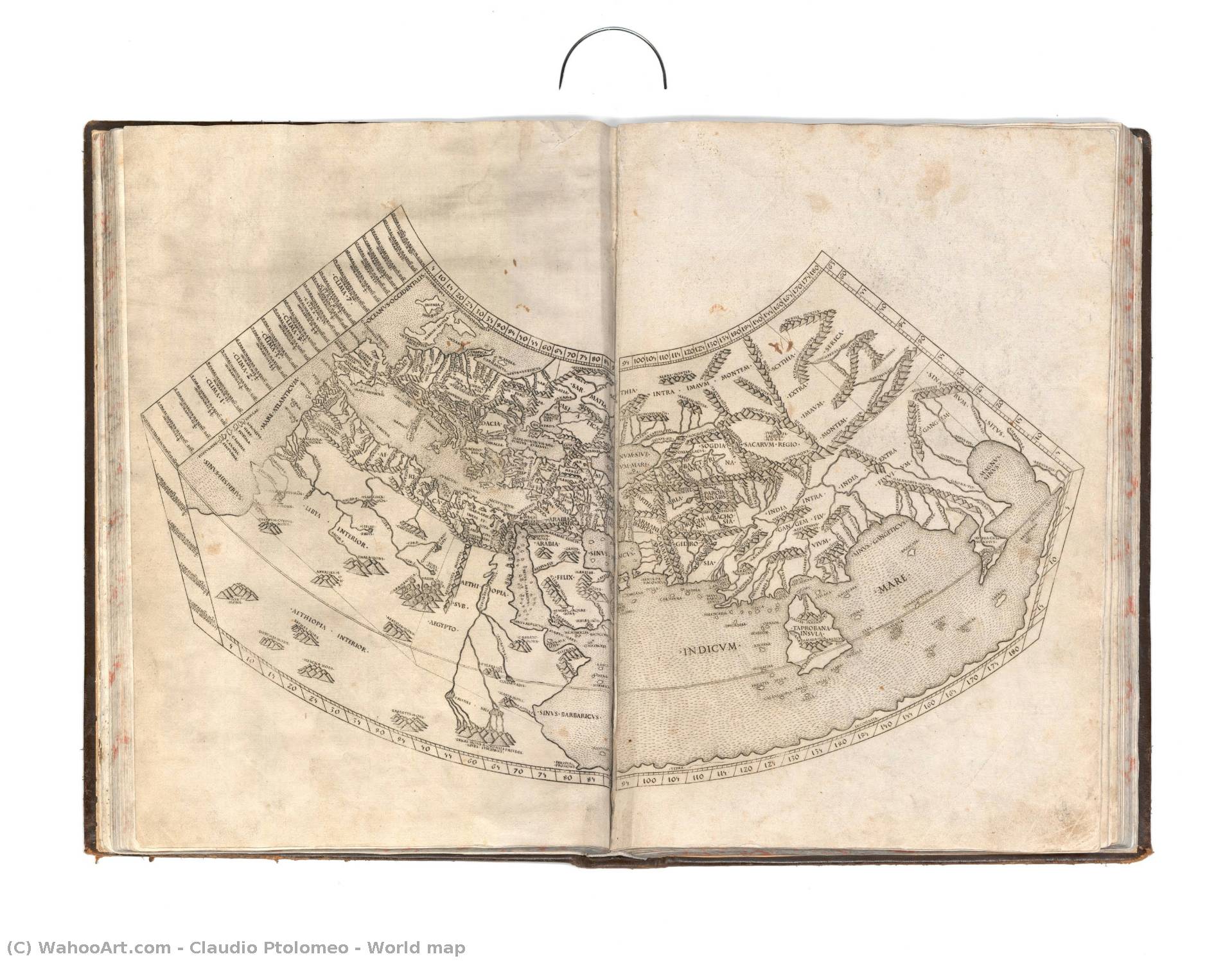 Mapa do mundo, 1490 por Claudio Ptolomeo Claudio Ptolomeo | WahooArt.com