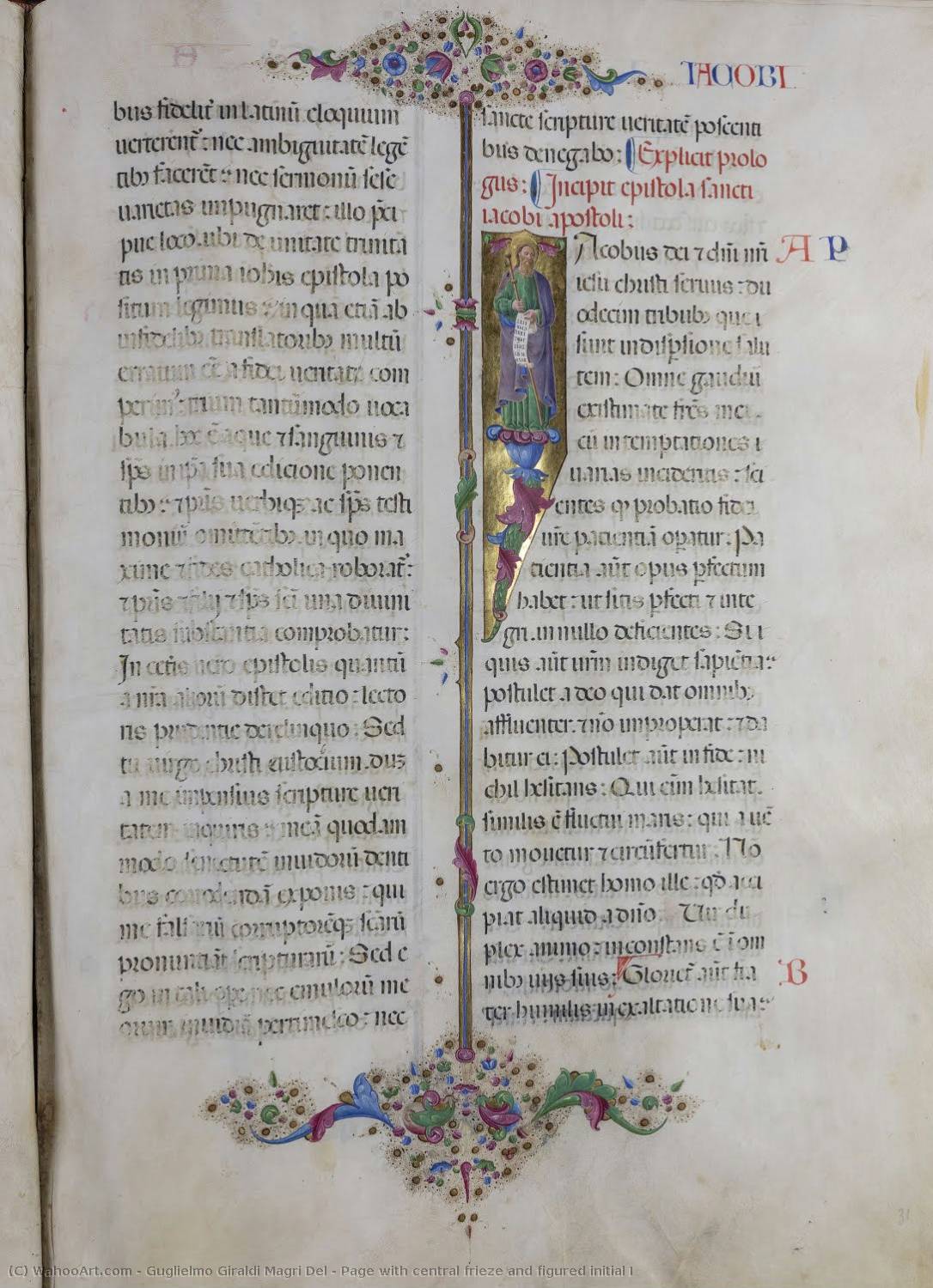 Page with central frieze and figured initial I by Guglielmo Giraldi ...