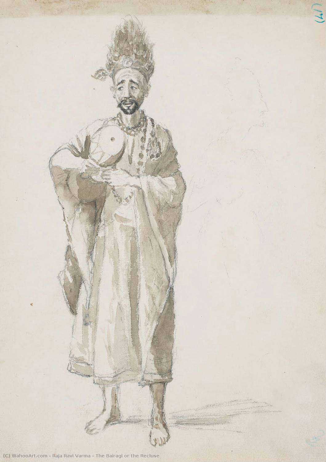 Artwork Replica The Bairagi or the Recluse by Raja Ravi Varma (1848 ...