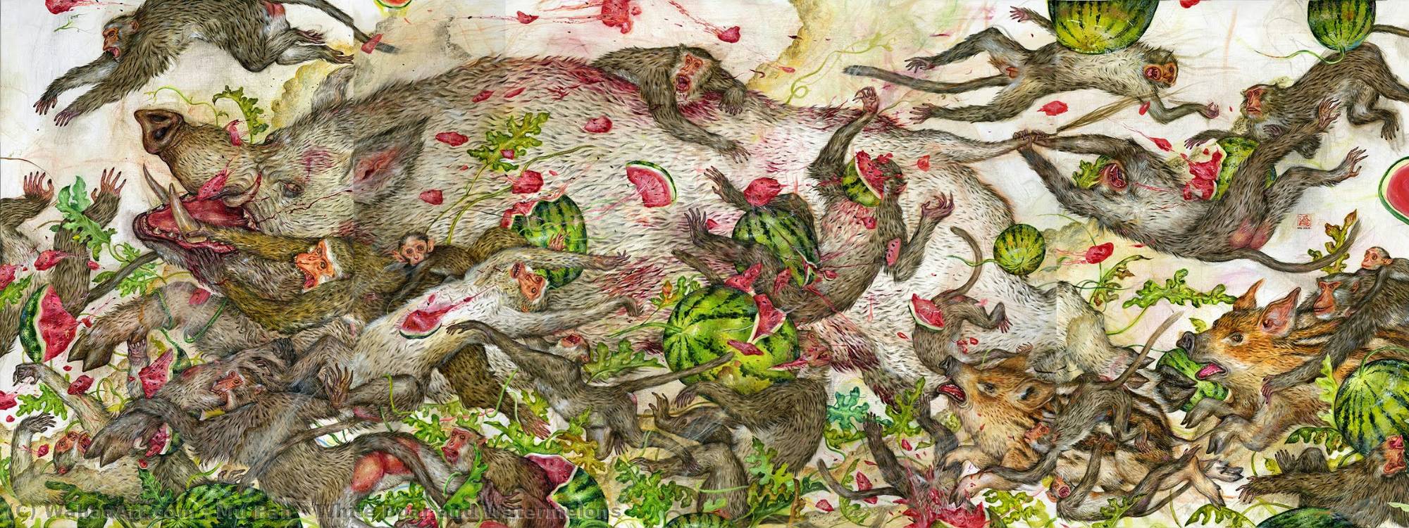 Boar blanco y sandías de Mu Pan Mu Pan | WahooArt.com