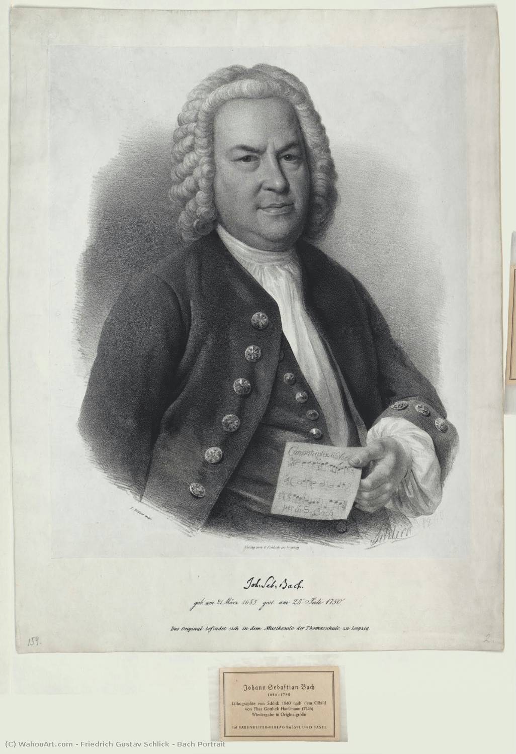 Obtener Grabados De Calidad Del Museo Bach Retrait, 1840 de Friedrich Gustav Schlick (1804-1869 ...