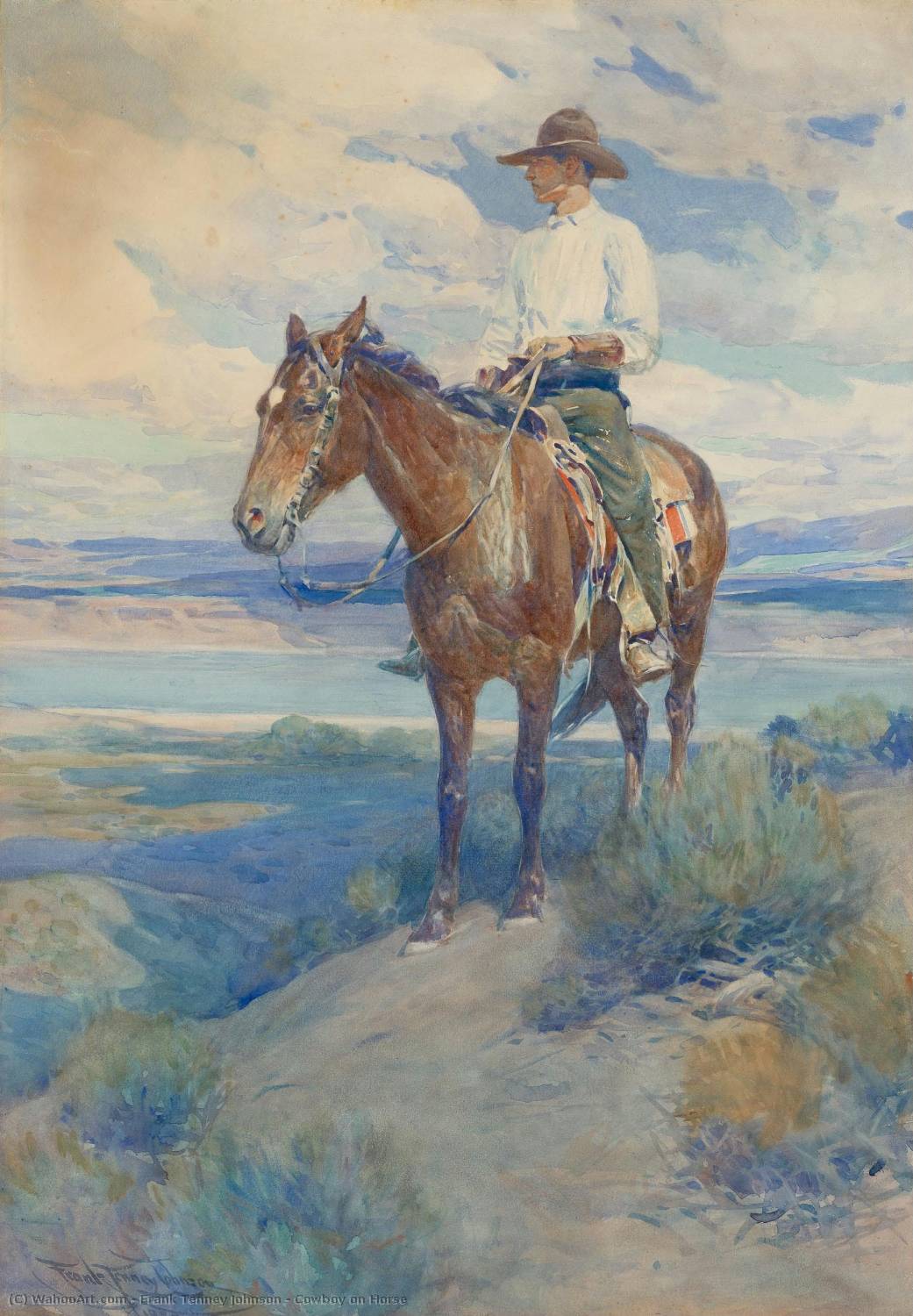 Order Artwork Replica Cowboy on Horse by Frank Tenney Johnson (1874 ...