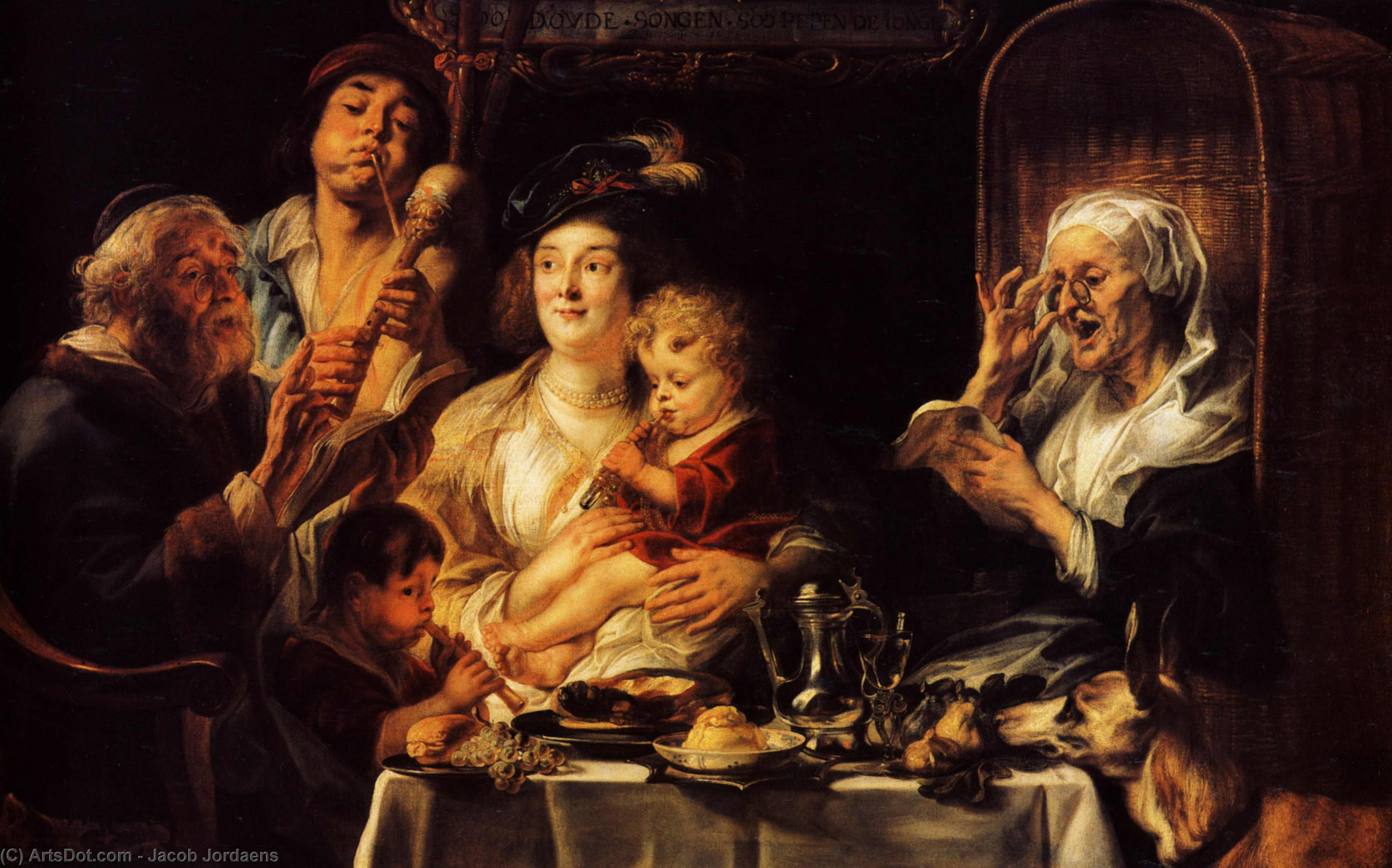 Order a print of As the Old Sang, So the young Pipe - Jacob Jordaens