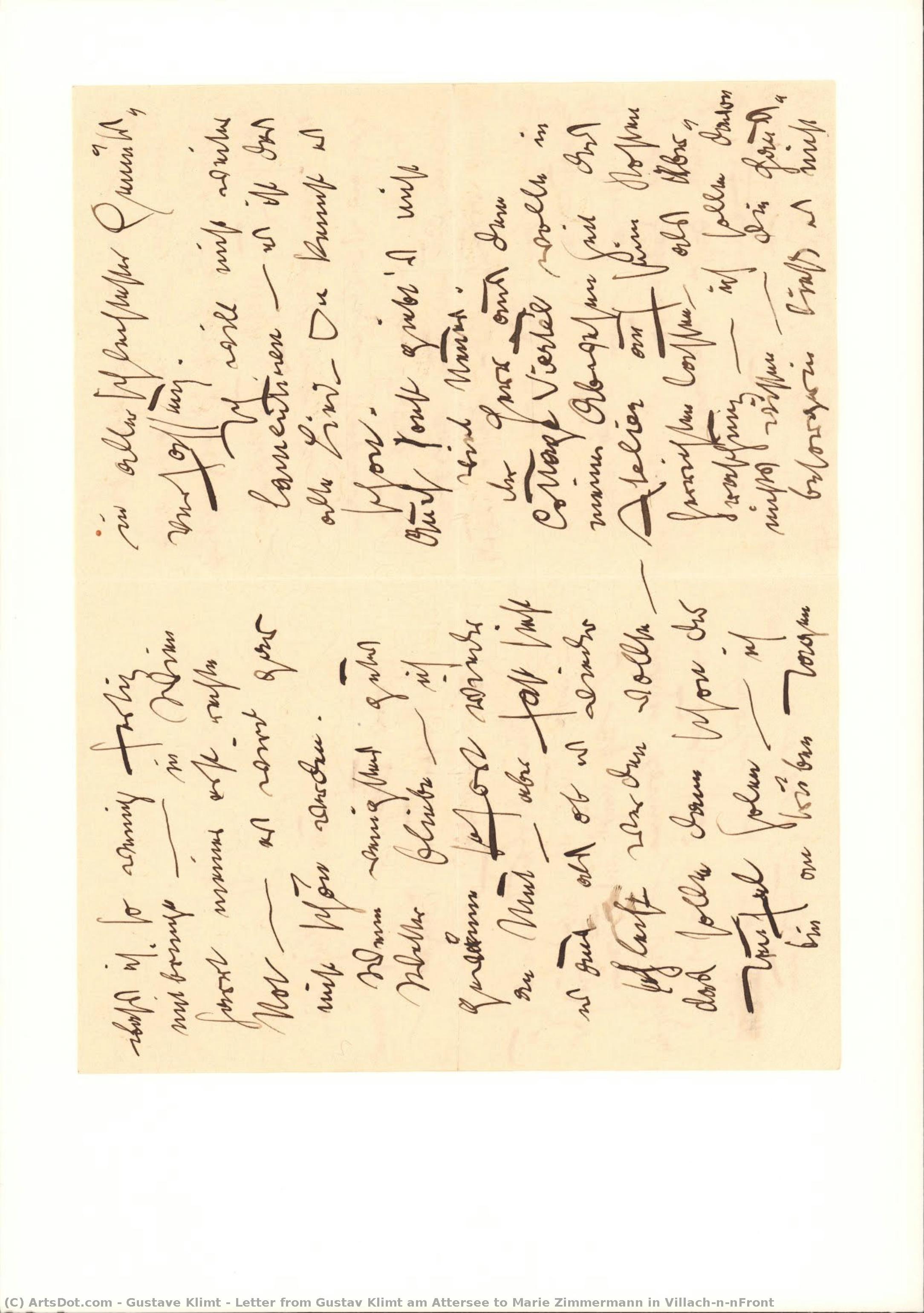 Obtenez une impression de Lettre de Gustav Klimt à Marie Zimmermann à ...